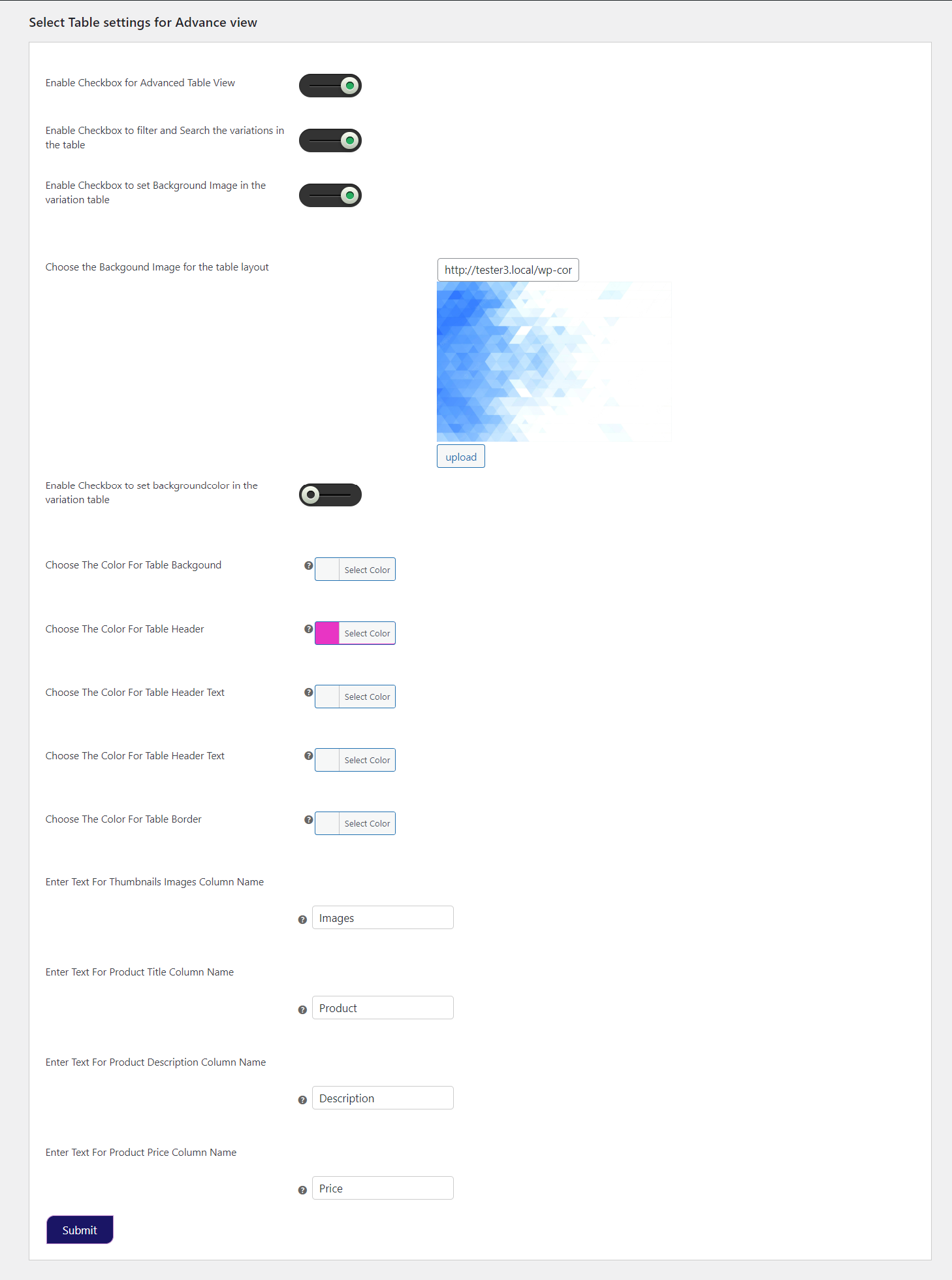 WooCommerce Product Variation Table - Tabular Format, Grid View of Variation, Table ...